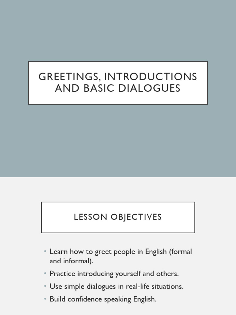 Greetings and Introductions | PDF