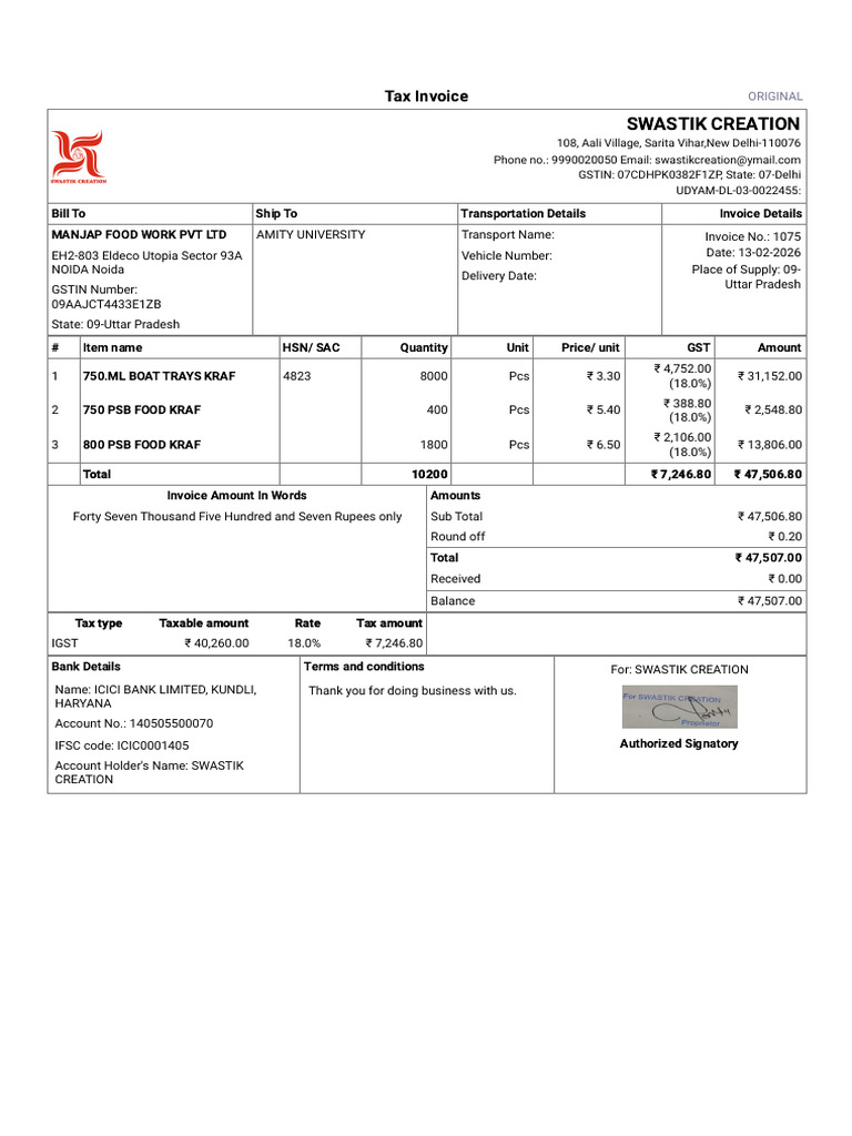 Manjap Food Work PVT LTD - 1075 - 13!02!2026 - Original | PDF ...