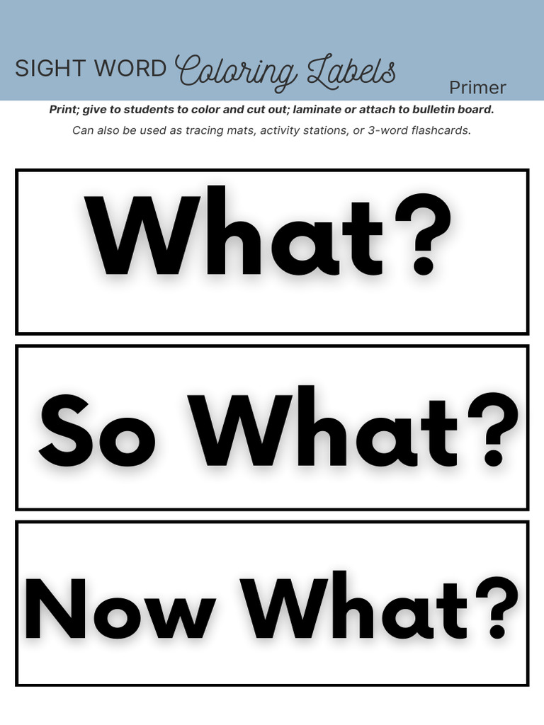 Sight Word Coloring Labels Primer | PDF