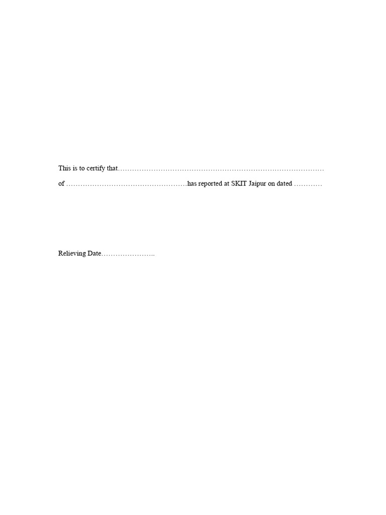 Relieving Letter | PDF