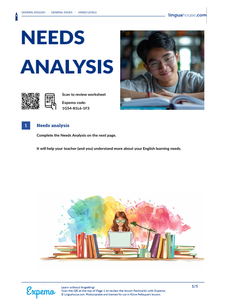 Needs Analysis British English Teacher Mixed Levels | PDF | Linguistics ...