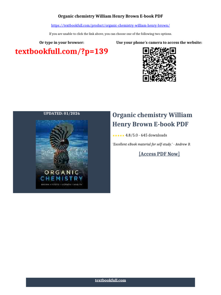 Organic Chemistry William Henry Brown Ebook Fresh Digital Master | PDF