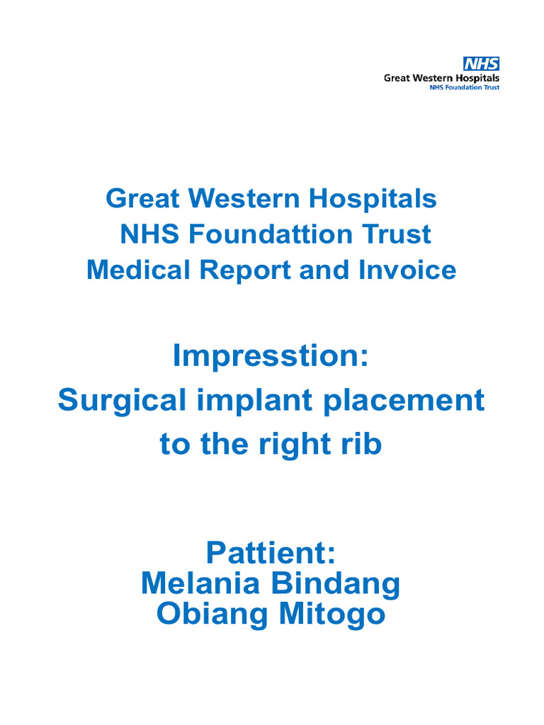 NHS-Medical Report & Invoice | PDF | Surgery | Hospital