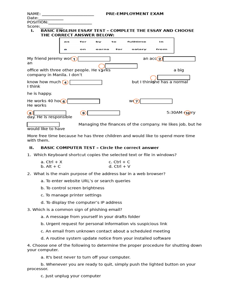 Basic English Essay Test | PDF | Computer Engineering | Computing Platforms
