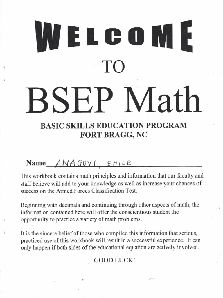Bsep Class Maths | PDF