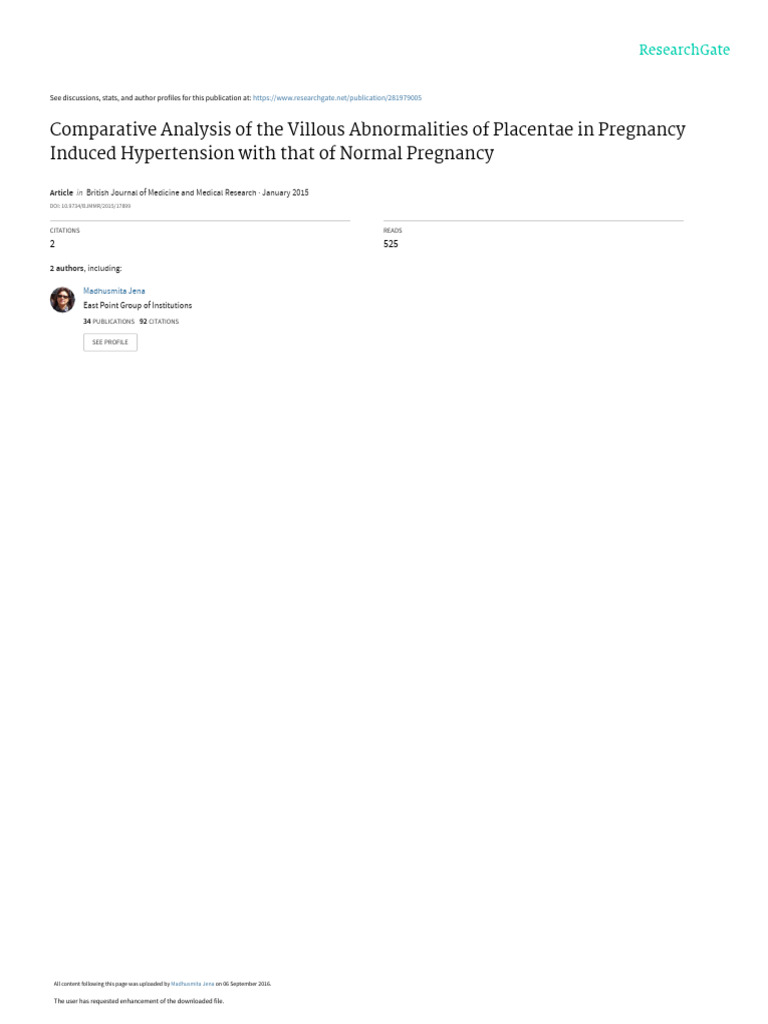 Comparative Analysis of The Villous Abnormalities | PDF | Placenta ...
