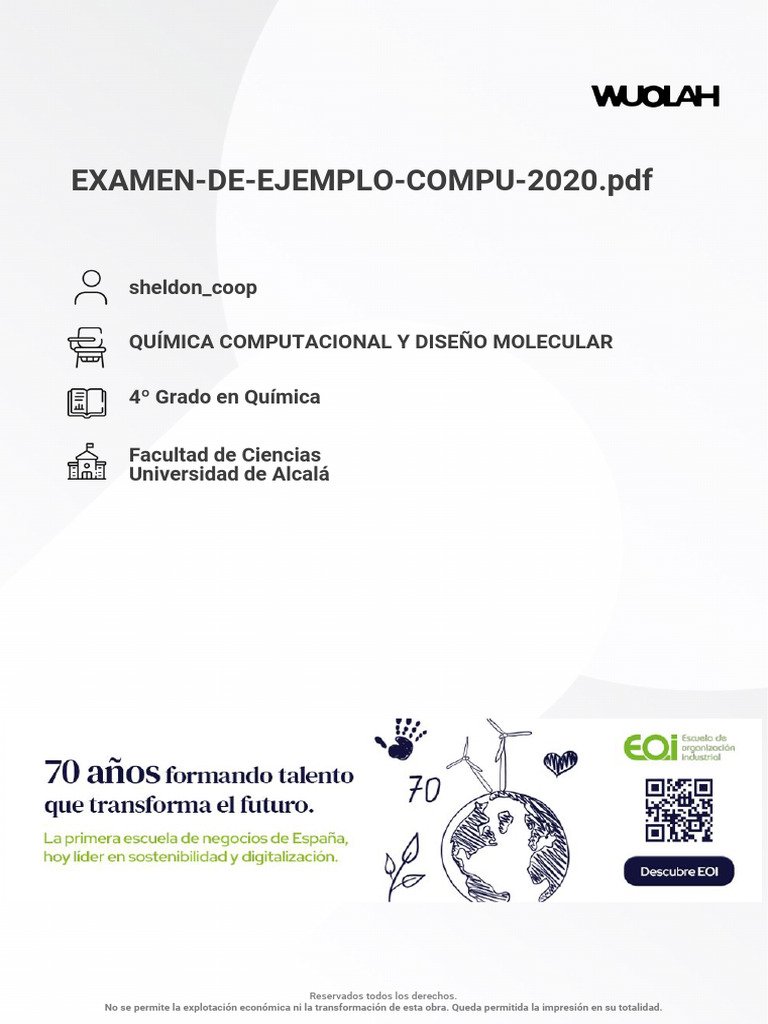 Wuolah Free Examen de Ejemplo Compu 2020 | PDF | Química Física ...