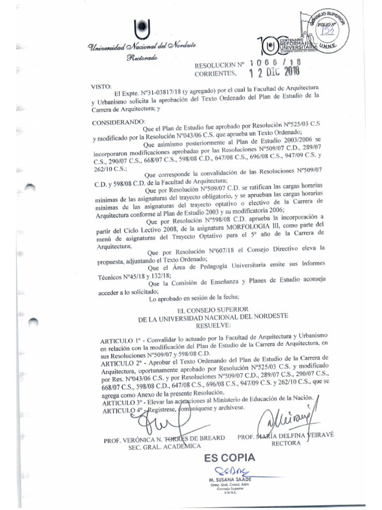 Plan 2003-06 ARQ - RES N1066 CS - Ano 2018 | PDF