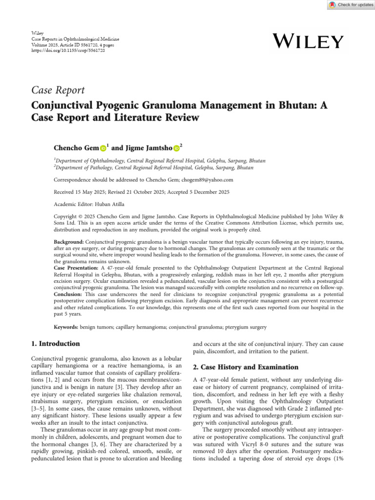 Case Reports in Ophthalmological Medicine - 2026 - Gem - Conjunctival ...
