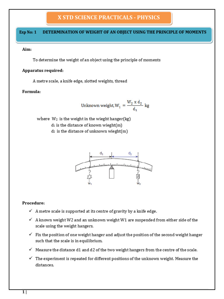 10th Practicals | PDF | Weight | Optics
