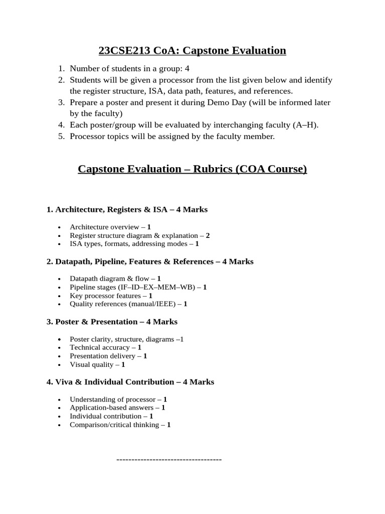 Instructions - Capstone Evaluation Details | PDF