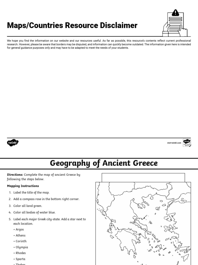 The Geography of Ancient Greece Map Activity For 6th 8th Grade Us Ss ...