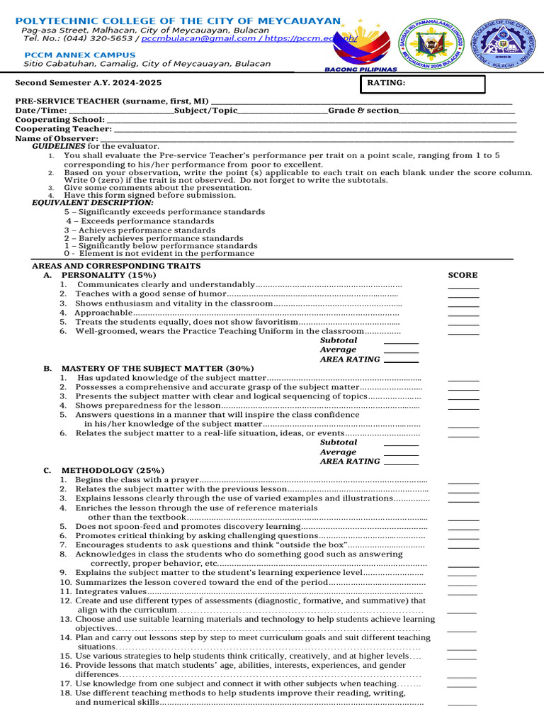 2025 Final Demo Evaluation Form | PDF | Teaching Method | Learning
