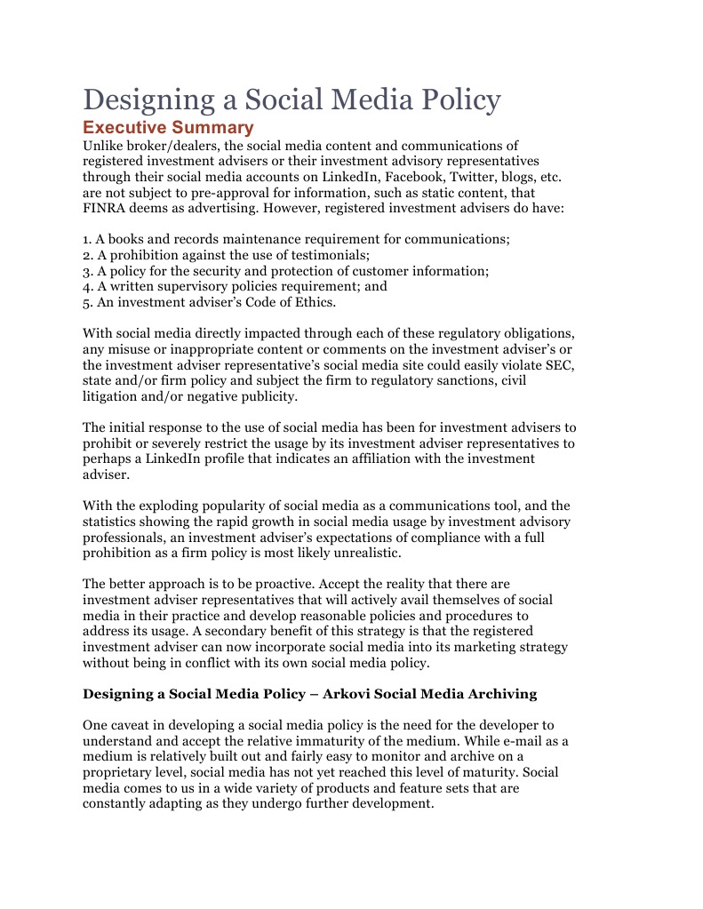 Sample Social Media Policy | PDF | Social Media | Popular Culture ...