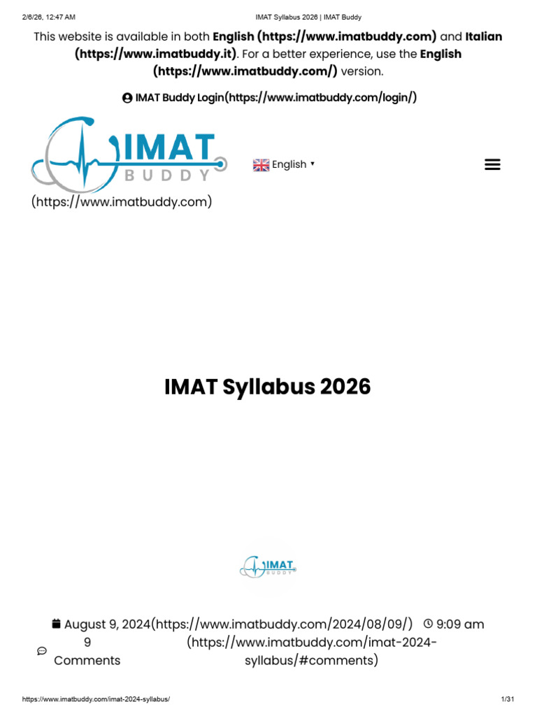 IMAT Syllabus 2026 - IMAT Buddy | PDF | Trigonometric Functions | Force