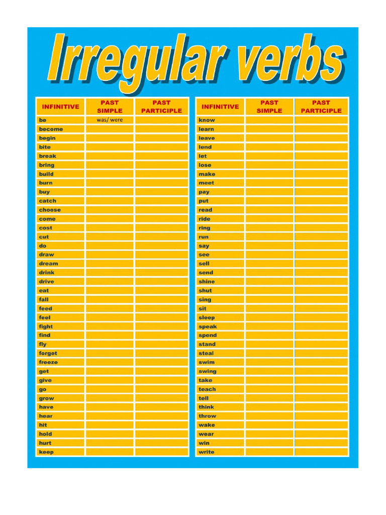 Irregular Verbs | PDF