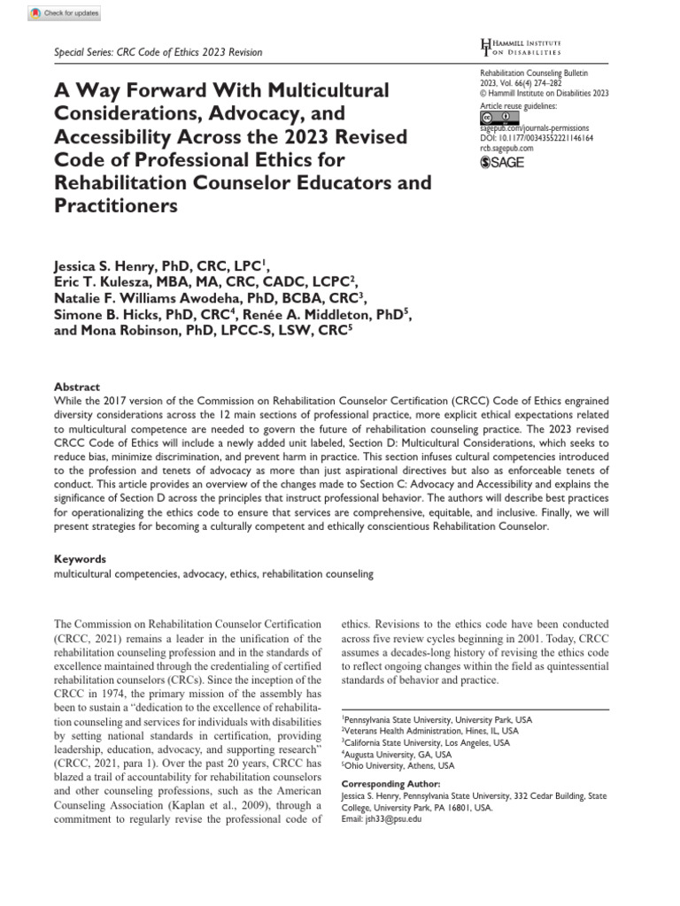 Henry Et Al 2023 A Way Forward With Multicultural Considerations ...