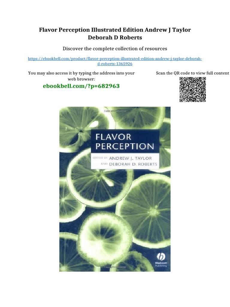 Flavor Perception Illustrated Edition Andrew J Taylor Deborah D Roberts ...