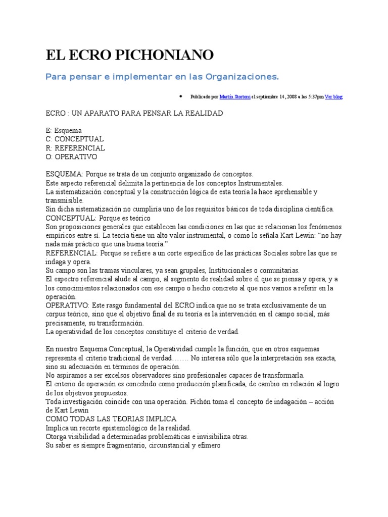 El Ecro Pichoniano | PDF | Teoría | Concepto