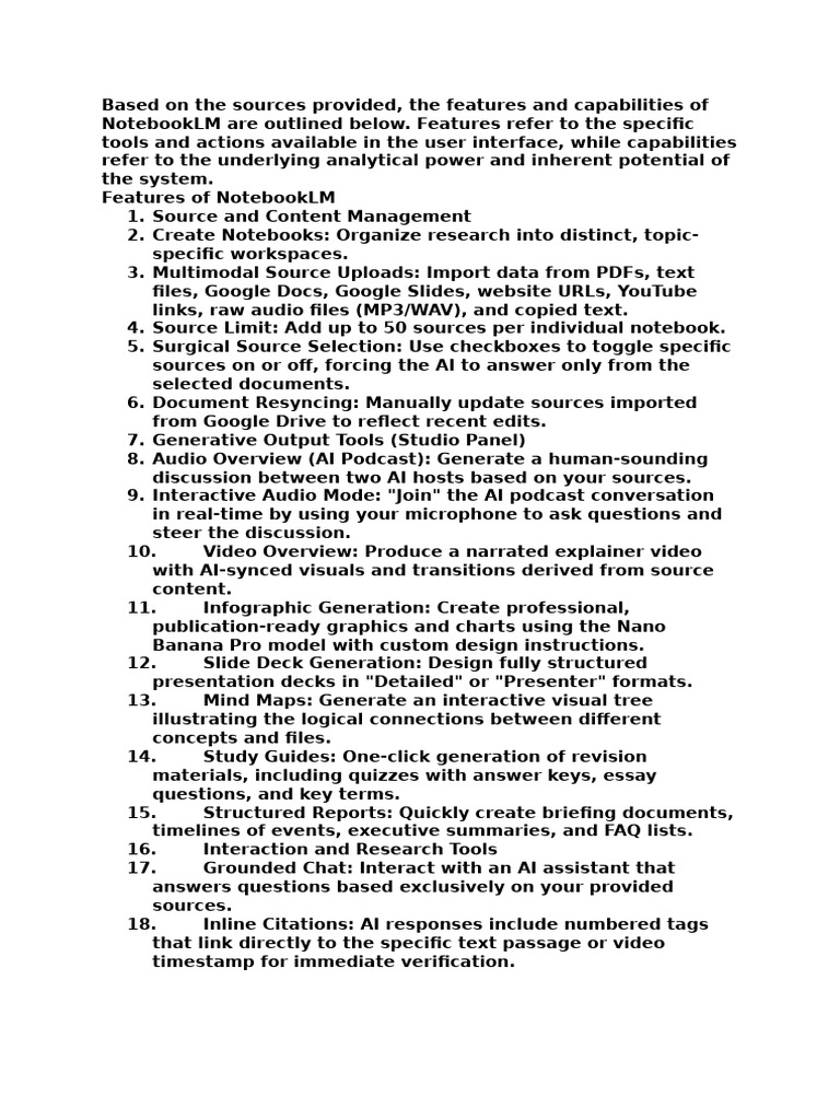 Feature and Capabilities - Notebooklm | PDF | Artificial Intelligence ...