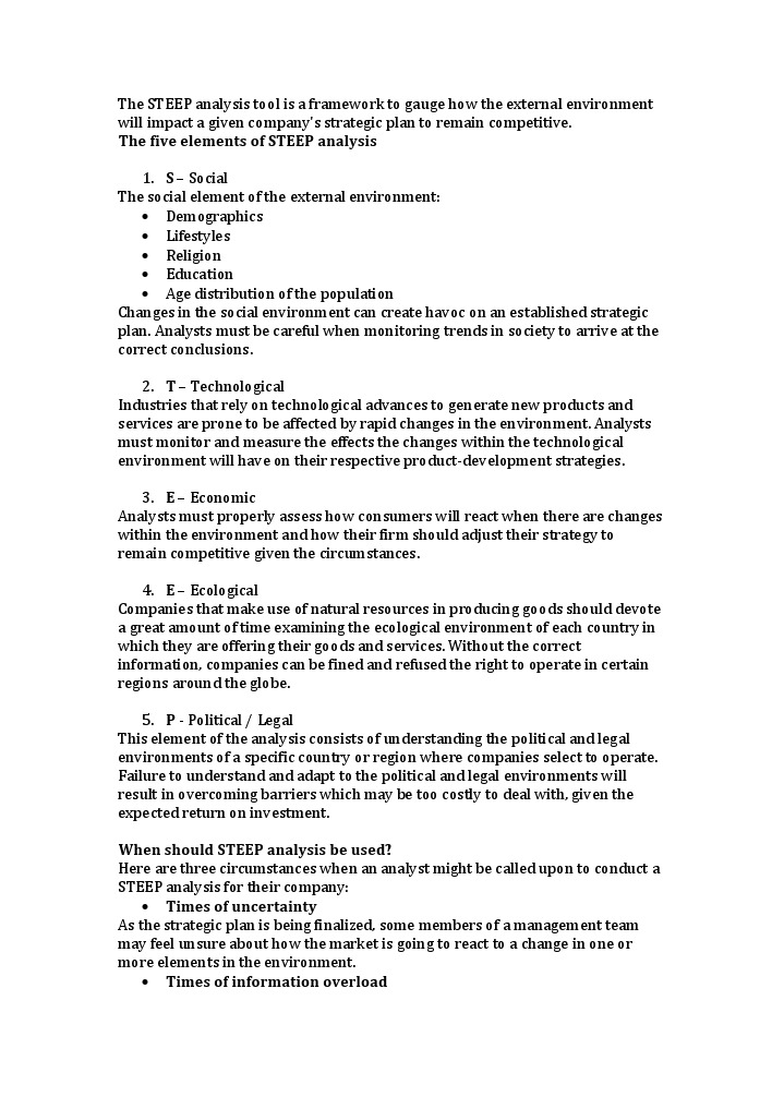 The Five Elements of STEEP Analysis | PDF