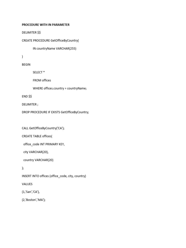 Procedure With in Parameter Program | PDF | Parameter (Computer ...