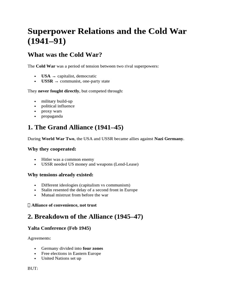 Superpower Relations and The Cold War | PDF | Cold War | Soviet Union