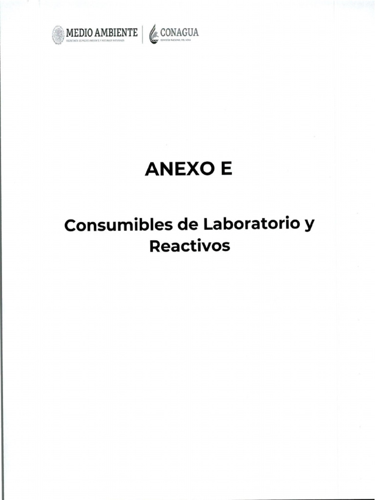 Anexo E Consumibles de Laboratorio y Reactivos | PDF