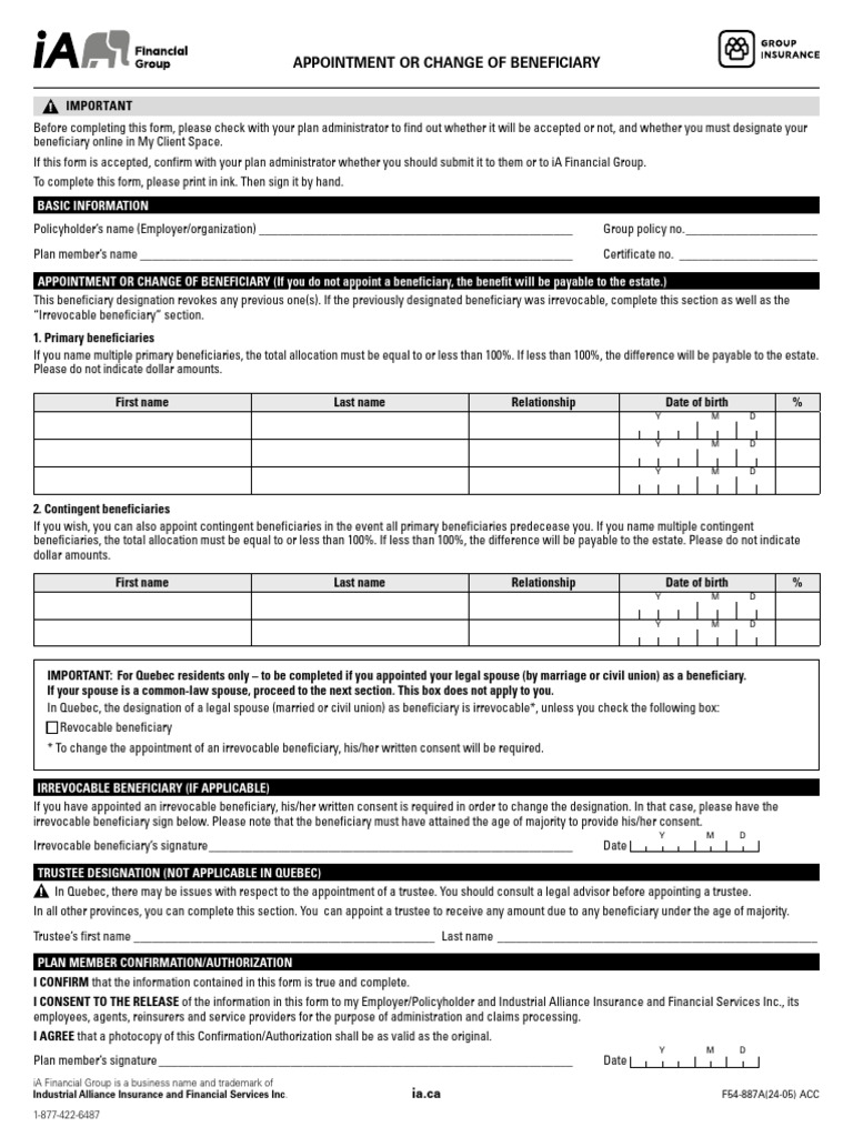 Beneficiary Form For IA | PDF