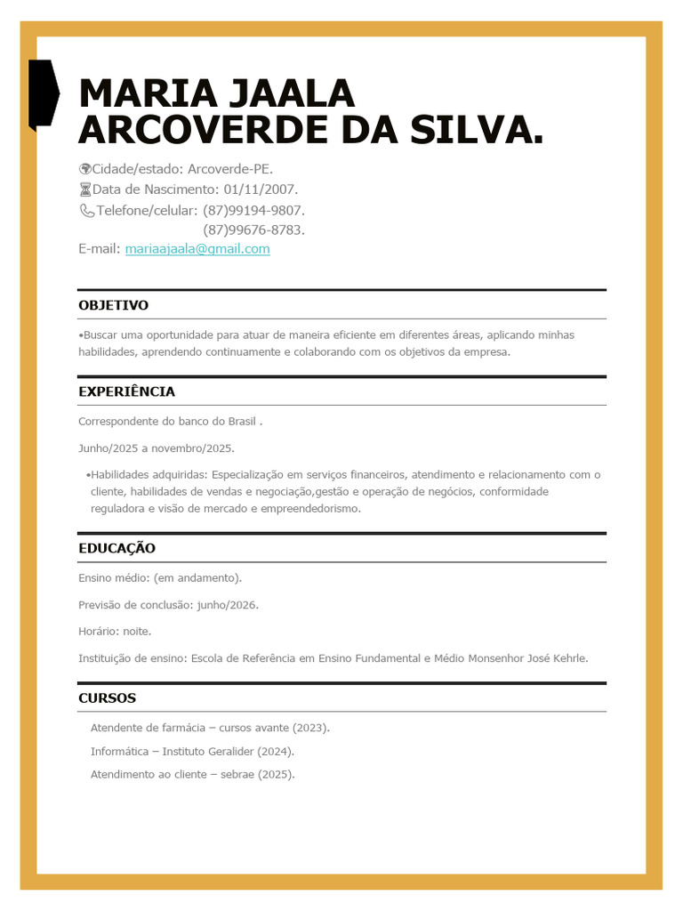 Maria Jaala Arcoverde Da Silva. | PDF