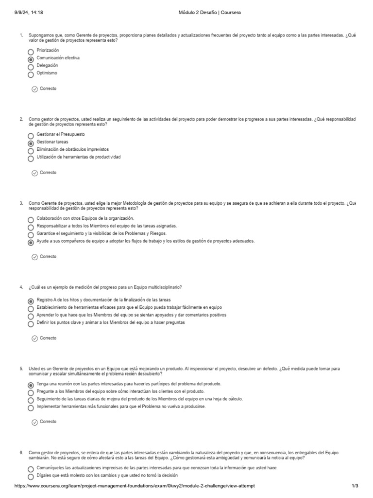 Exámen Final Módulo 2 | PDF | Gestión de proyectos