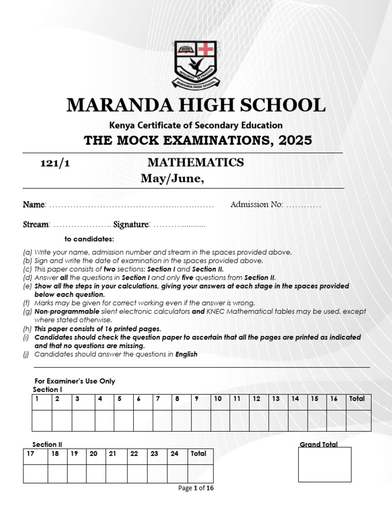 2025 Maranda Mathspp1qns | PDF | Logarithm | Angle