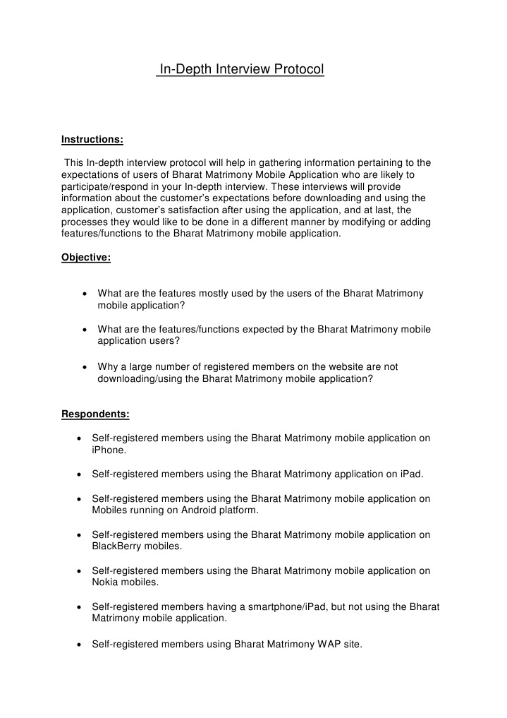 In Depth Interview Protocol Sample | PDF | Mobile App | Mobile Phones