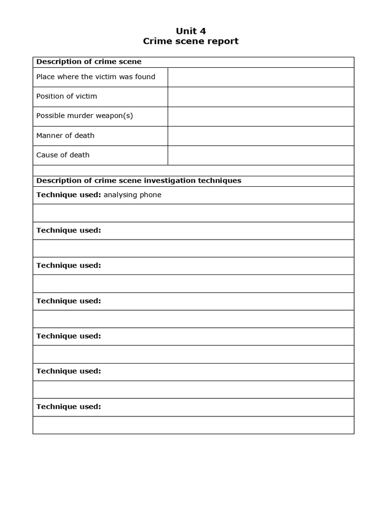Crime Scene Report | PDF