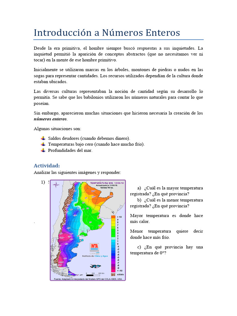 Números Enteros - Introducción, Suma y Resta | PDF | Entero