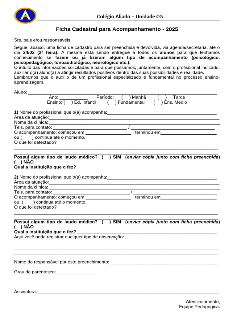 Ficha Cadastral-Acompanhamento 2 | PDF