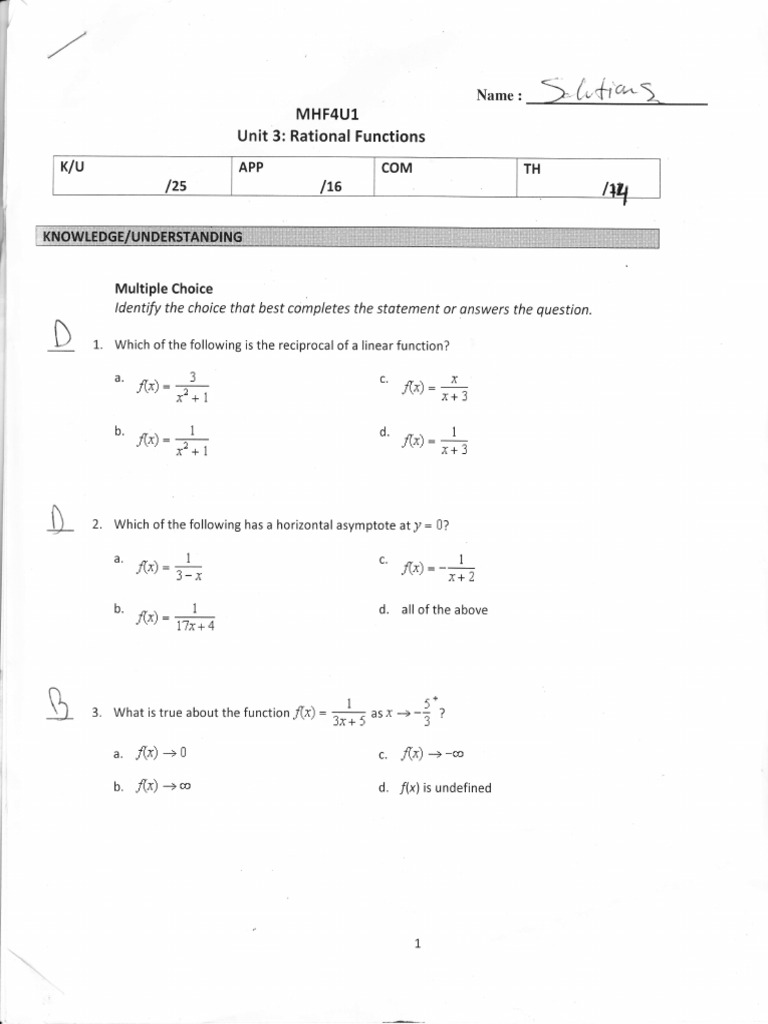 Rational Function MHF4U | PDF | Mathematical Analysis | Mathematics