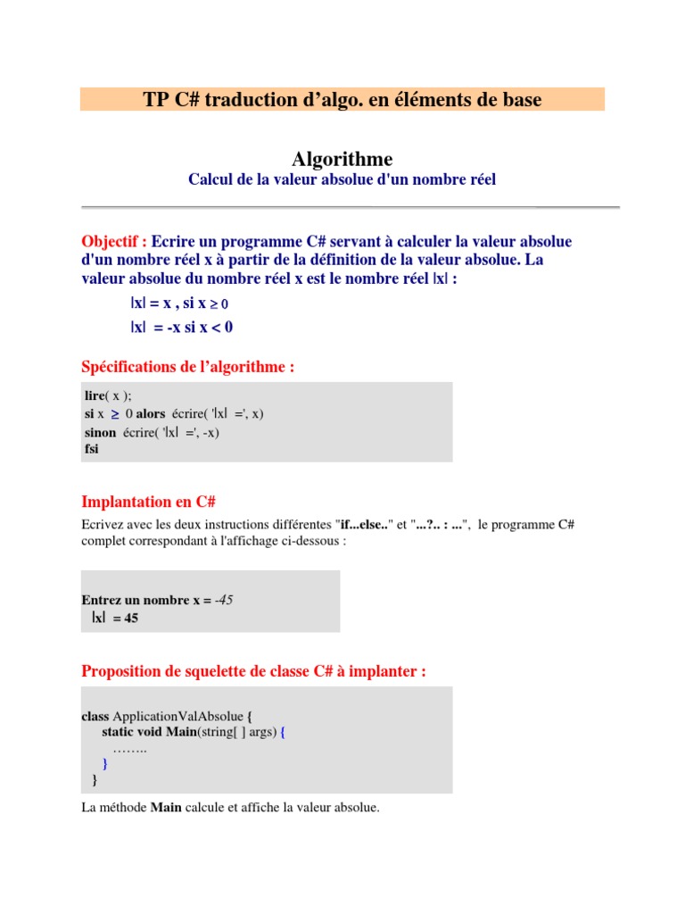 TP Algorithmes en C# | Nombre premier | Structure de contrôle