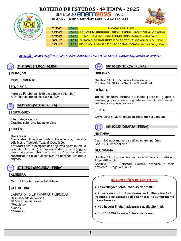Roteiro Ac2.4 - 8º Ano | PDF | Física | Science