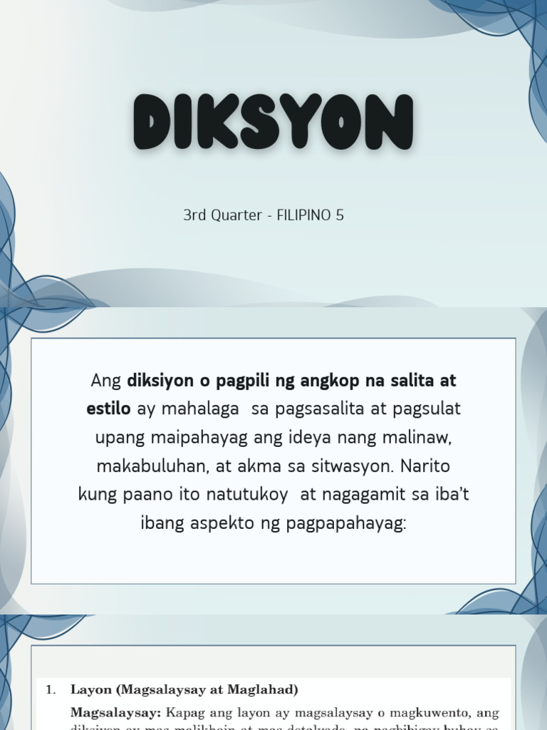 Diksyon - 3rd Quarter - Fil. 5 | PDF