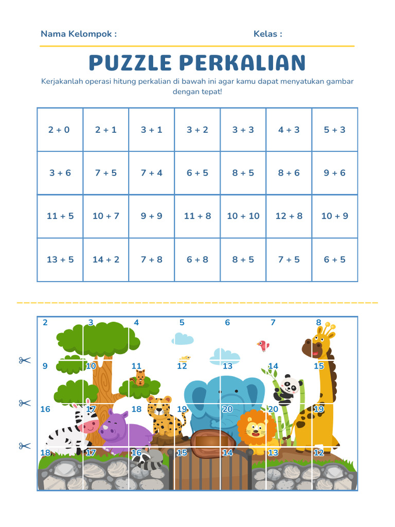 Puzzle Perkalian Lembar Kerja Teka Teki Matematika Numerasi Aktivitas ...