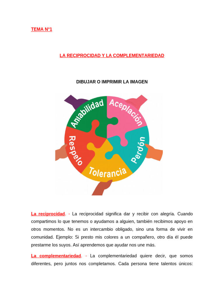 4to Prim. CUADERNO TEMA N°1 LA RECIPROCIDAD Y COMPLEMENTARIEDAD | PDF