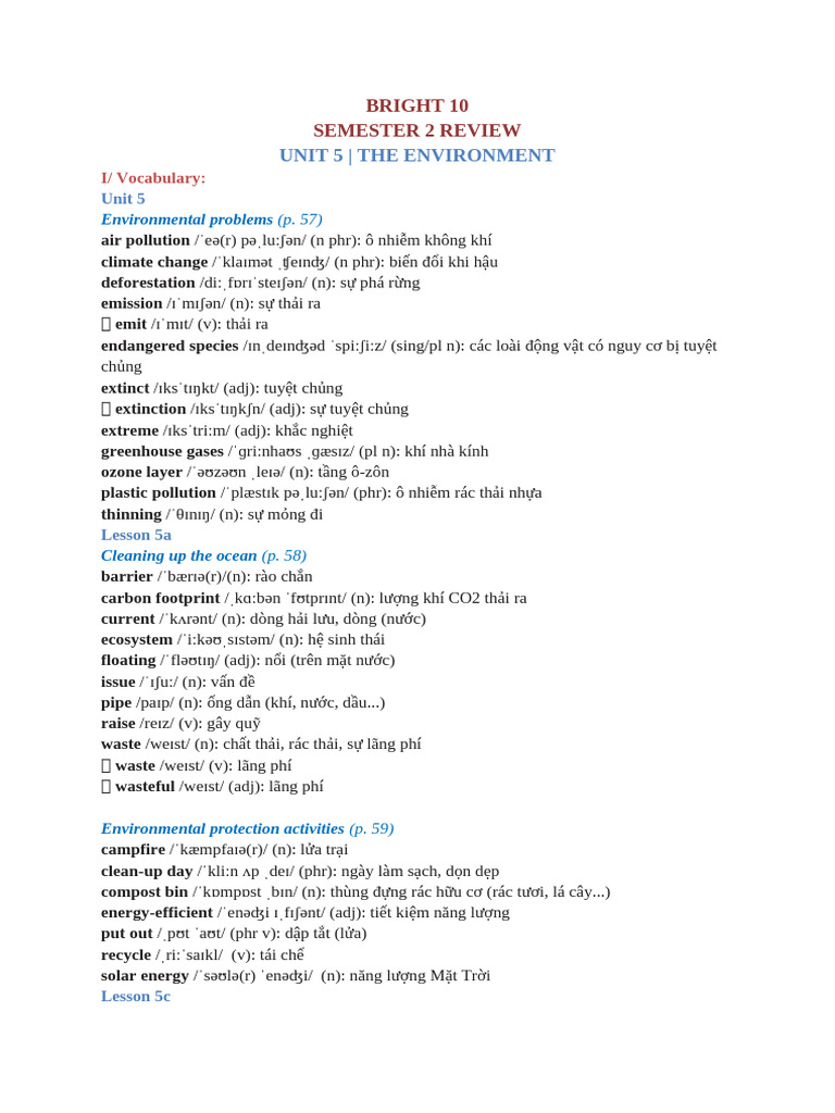BRIGHT 10 - Review For The Mid Term Test | PDF