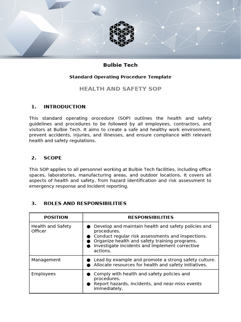 Standard Operating Procedure Template | PDF | Occupational Safety And ...