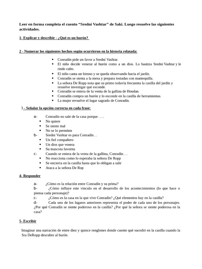 Sredni Vashtar Guía | PDF
