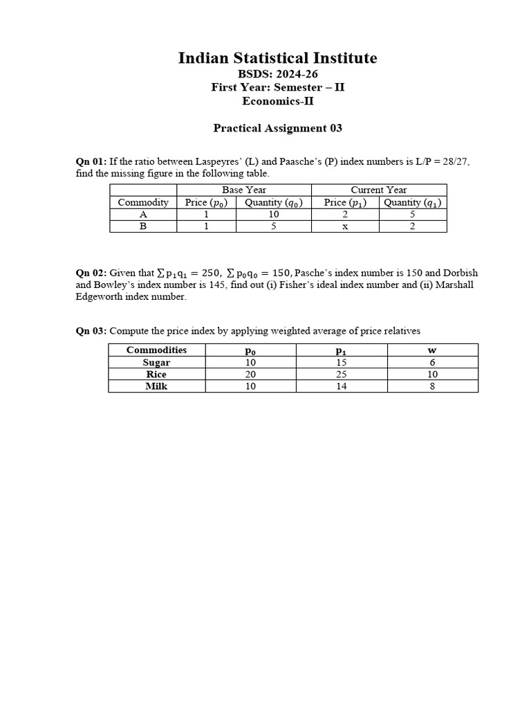 03practical IndexNumber | PDF