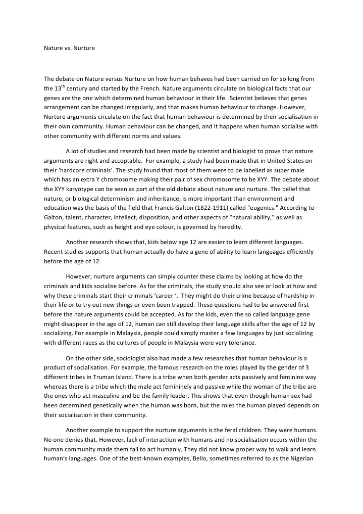 Nature Vs Nurture | PDF | Nature Versus Nurture | Socialization