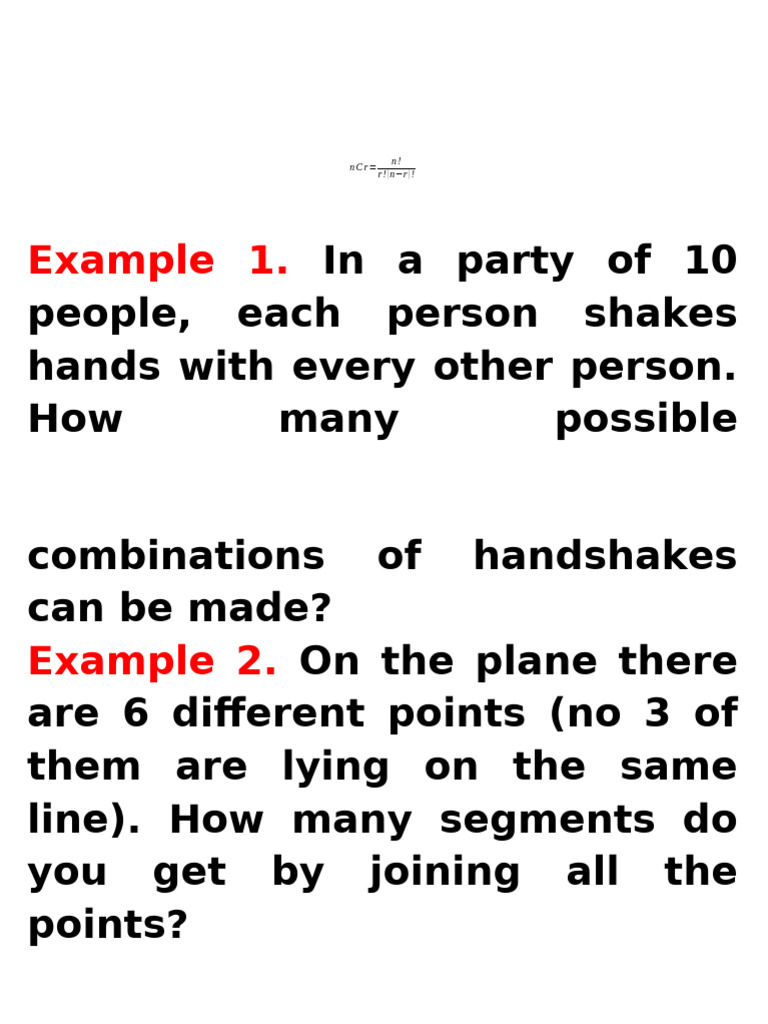 Example 1.: in A Party of 10 People, Each Person Shakes Hands With ...