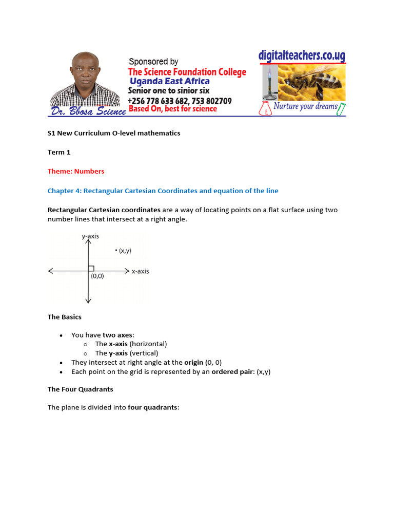 S1 New Curriculum O Level Math Chapter 4 - Rectangular Cartesian ...
