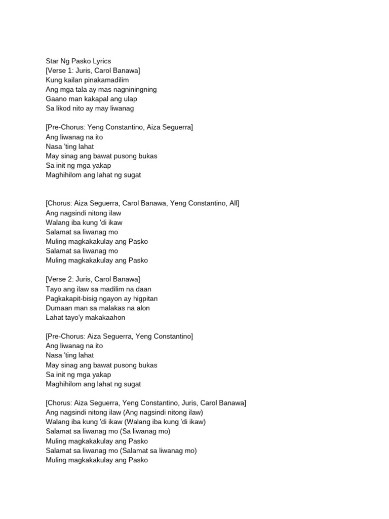 Star NG Pasko Lyrics | PDF